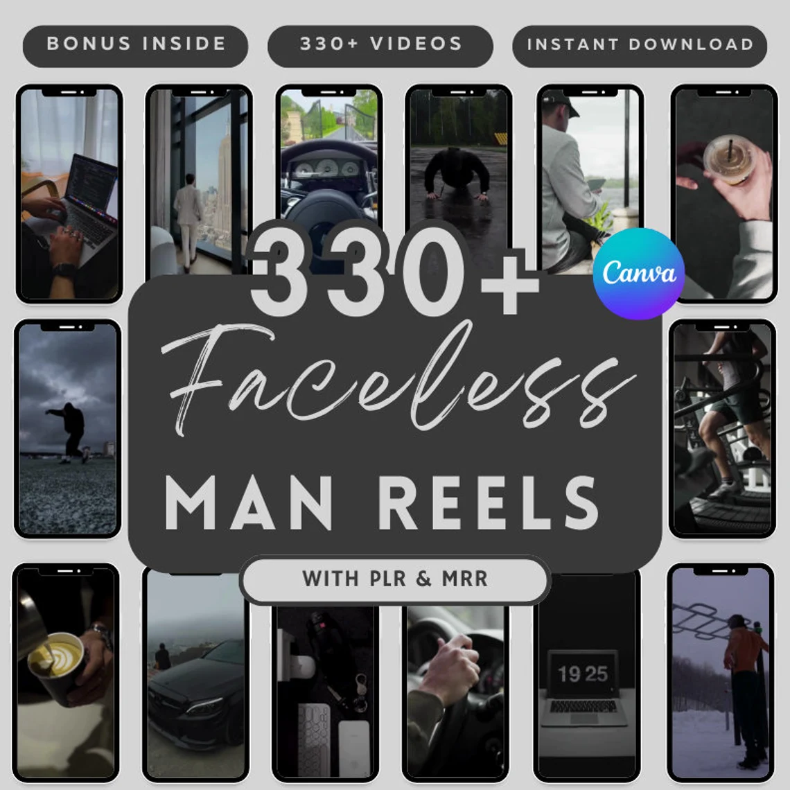 330+ Faceless Men Reels Bundle – Dark Aesthetic | PLR Creative