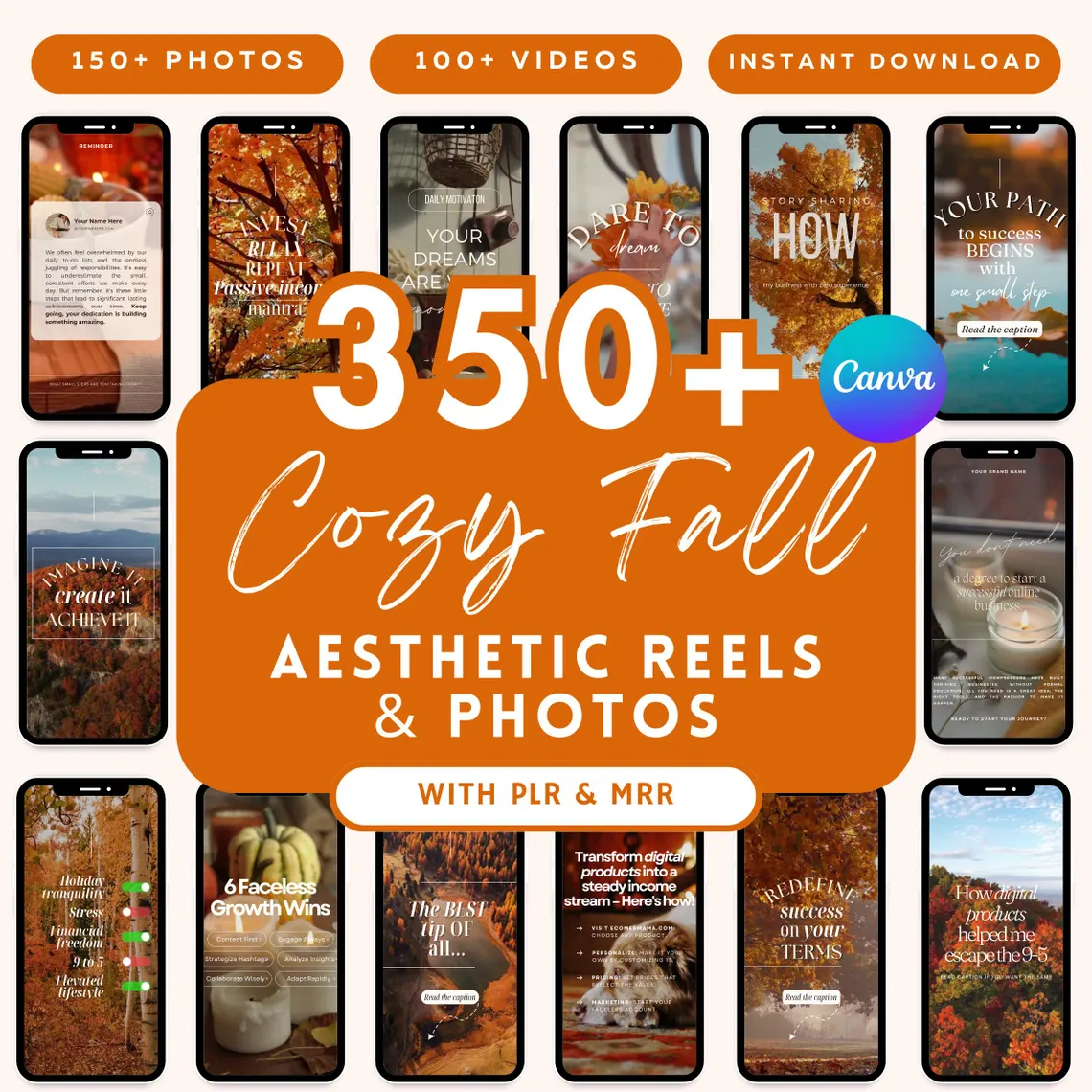 350+ Cozy Fall Aesthetic Faceless Reels – MRR Bundle | PLR Creative